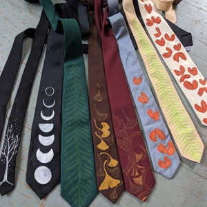 Hand Painted Original Art Upcycled Neck Tie With a Winter Tree and Moon ...