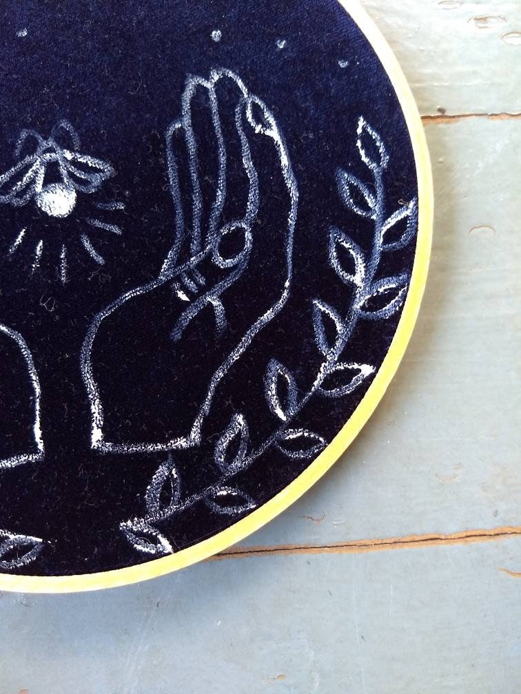 Hand Painted Firefly and Hands Velvet Painting | Etsy