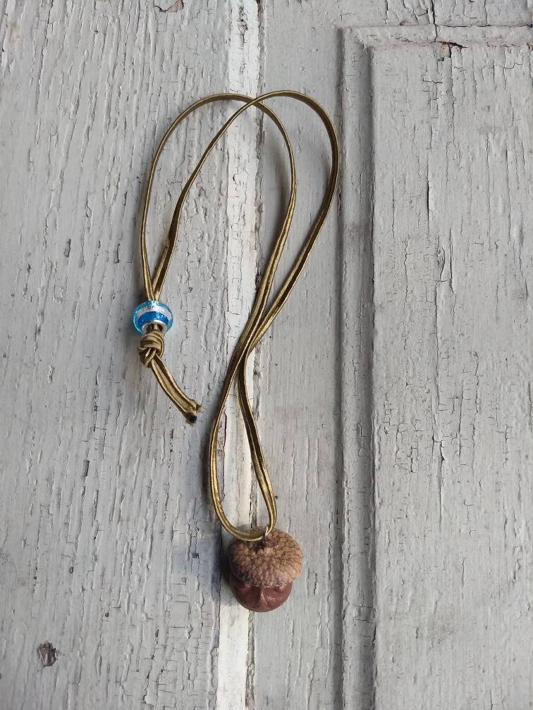 Handmade Polymer Clay Acorn Pendant, Dark Brown and Gold - Etsy