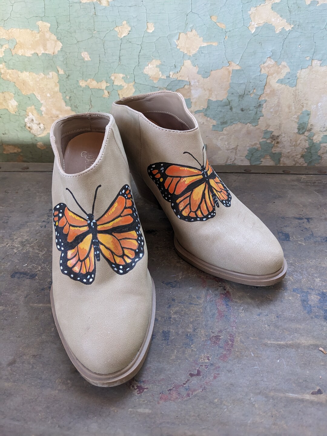 Hand Painted Monarch Butterfly Boho Booties - Etsy