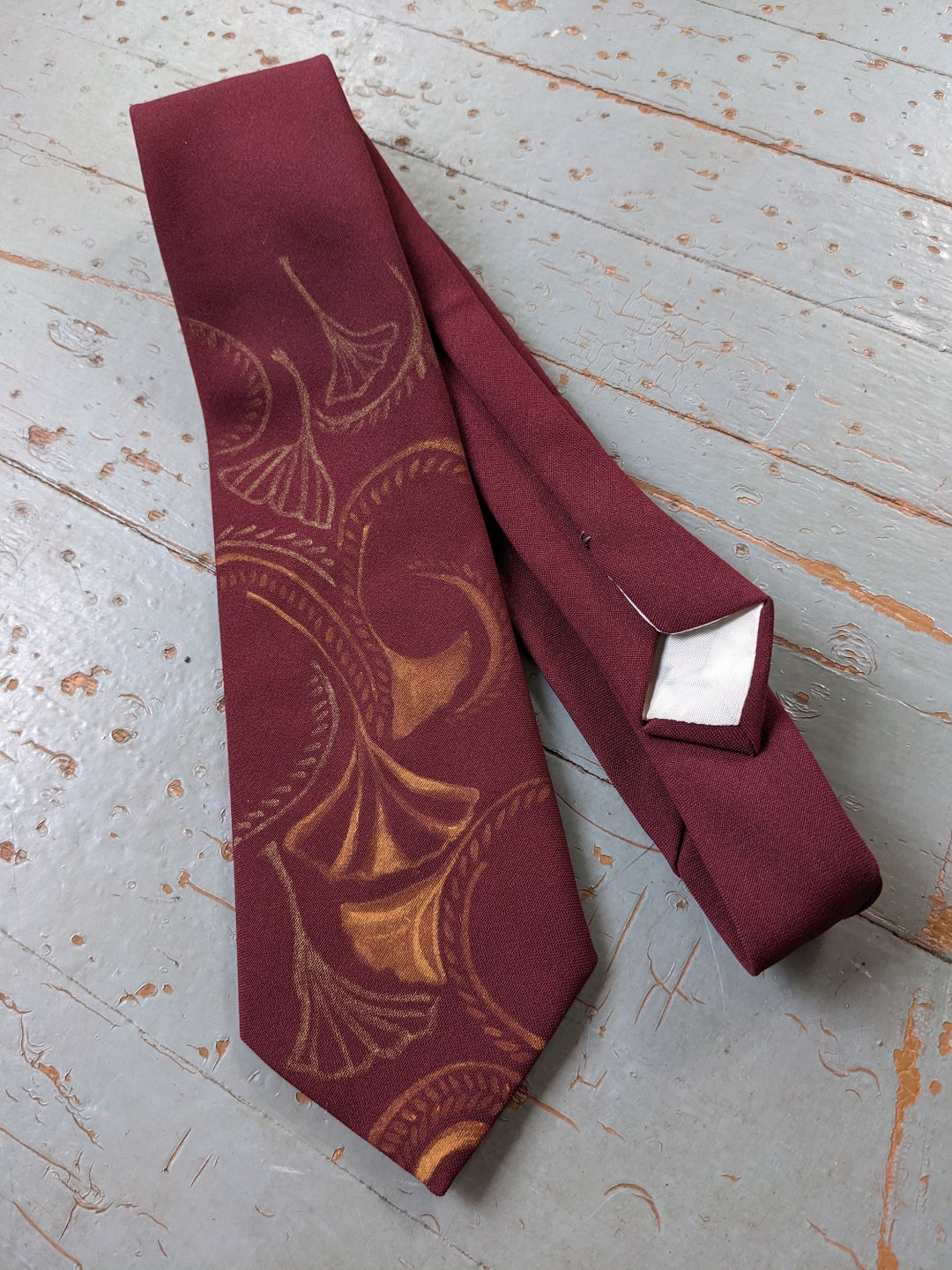 Hand Painted Upcycled Ginkgo Leaf Necktie - Etsy