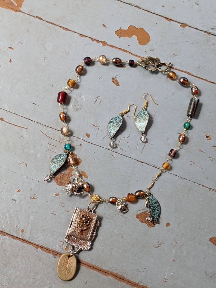 Fairytale tea party locket necklace and earrings set | Etsy