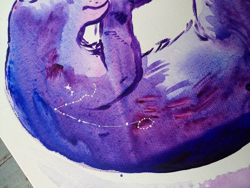 Hand Painted Original Sky Cat Constellation Art - Etsy