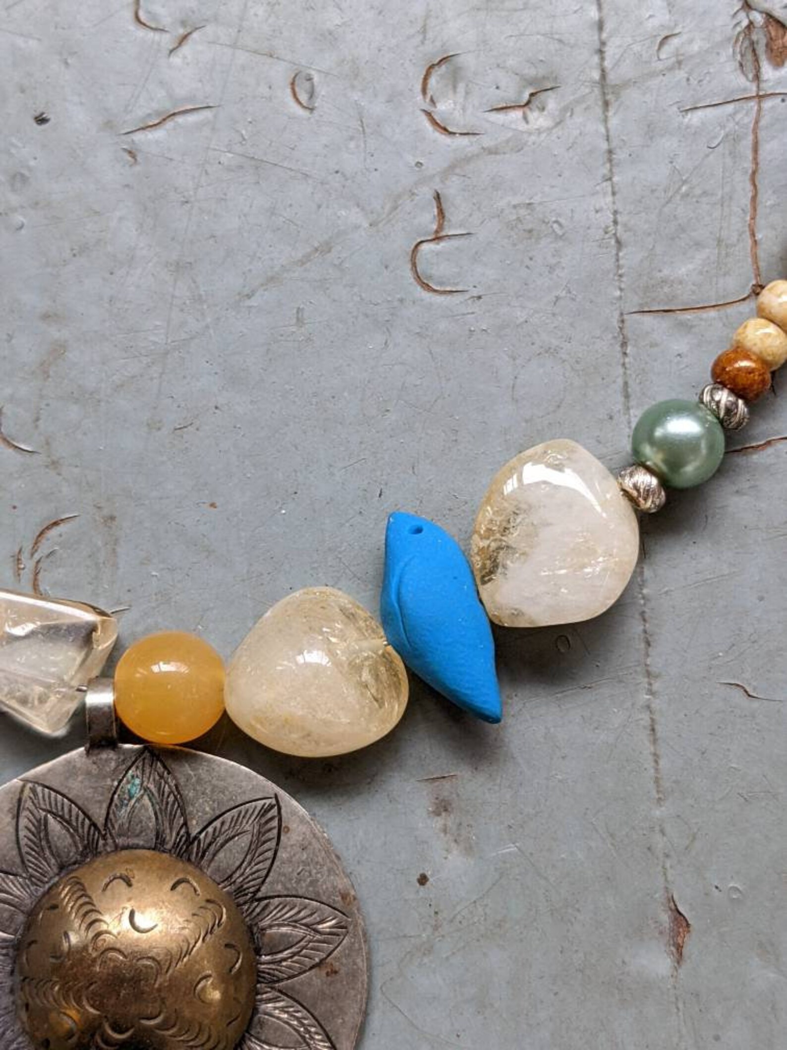 Sunflower and Blue Bird Beaded Crystal Necklace - Etsy