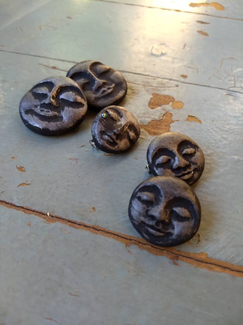 Handmade Polymer Clay Happy Tear Moon Face Pin | Etsy