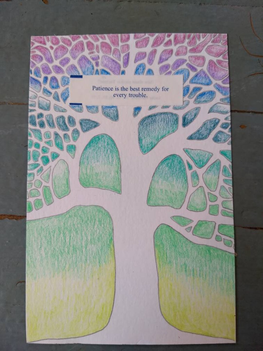 Original Colored Pencil Drawing of a Tree and Fortune Cookie Quote - Etsy
