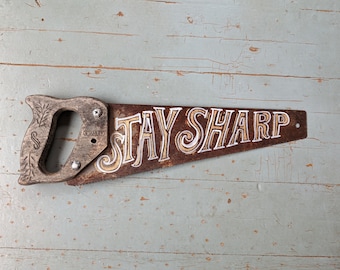 Measure Once Cuss Twice Hand Painted Saw | Hand Lettered Sign - Etsy