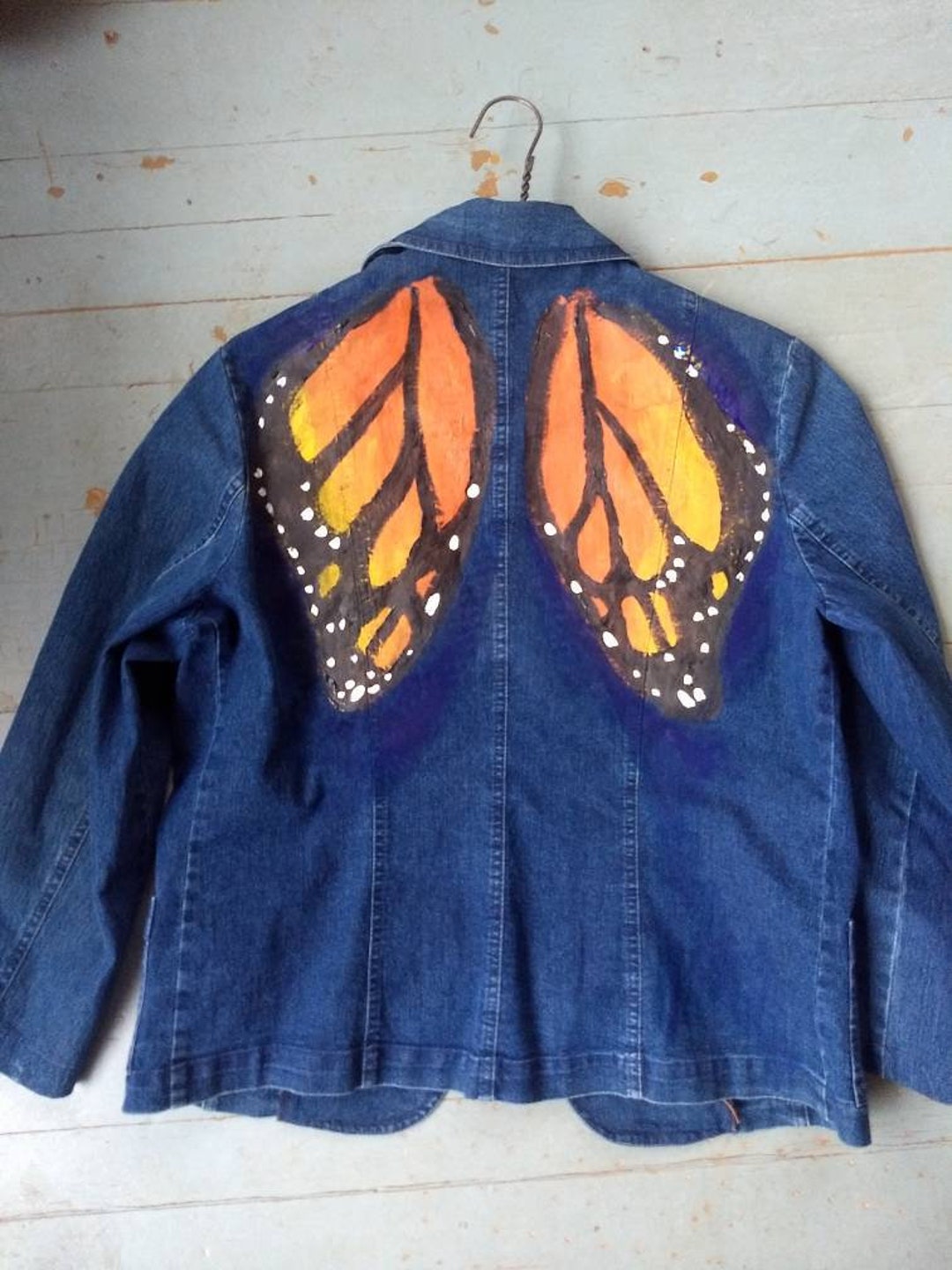 Hand Painted Monarch Butterfly Wing Jean Jacket - Etsy