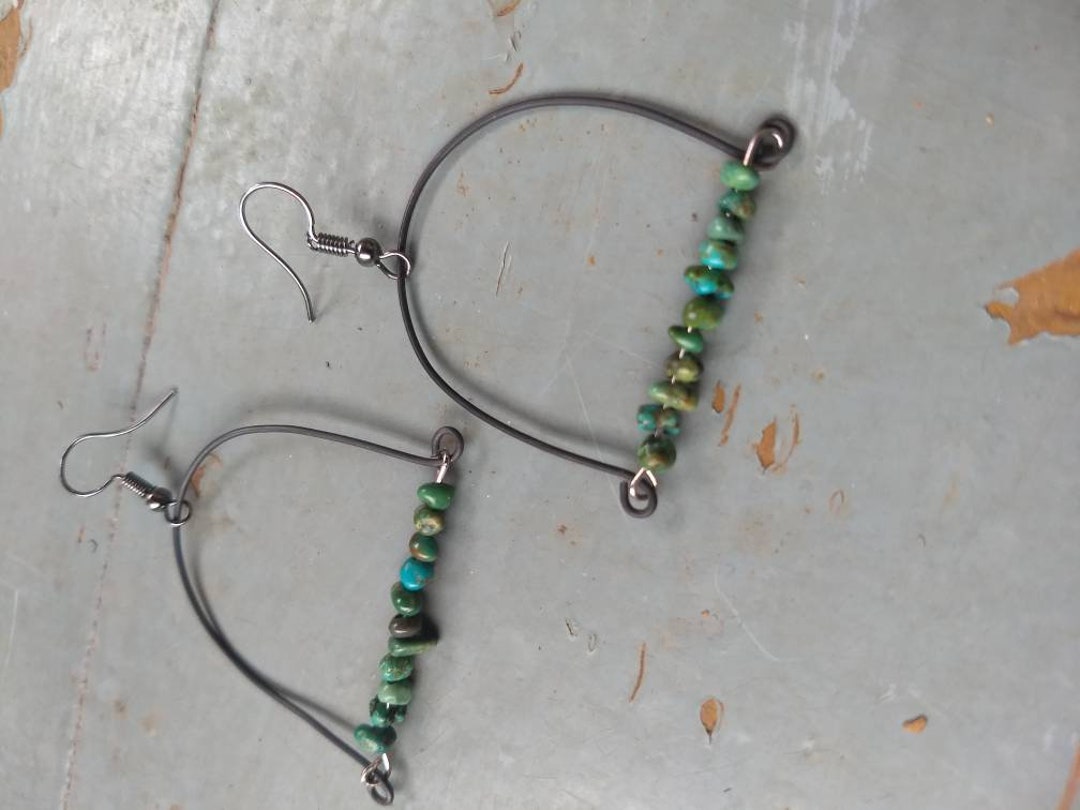 Turquoise Nugget Trapeze Large Hoop Earrings - Etsy