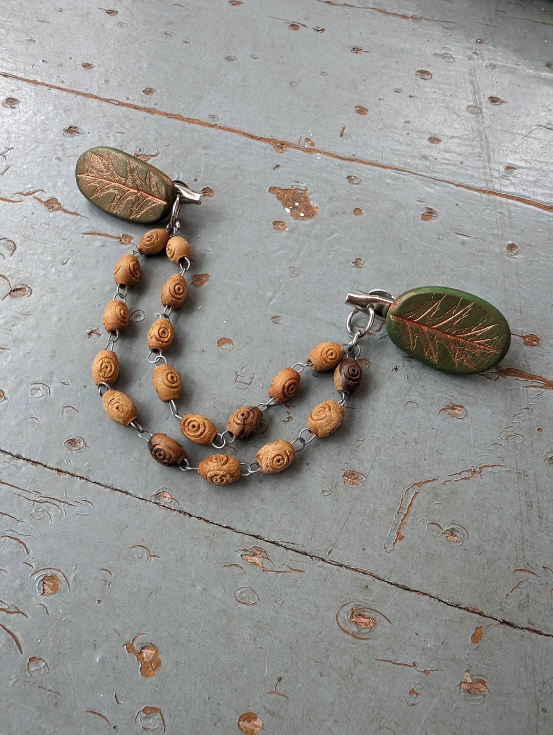 Handmade Polymer Clay Oak Leaf Sweater Guard - Etsy