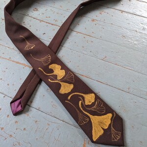 Hand Painted Upcycled Ginkgo Leaf Necktie - Etsy
