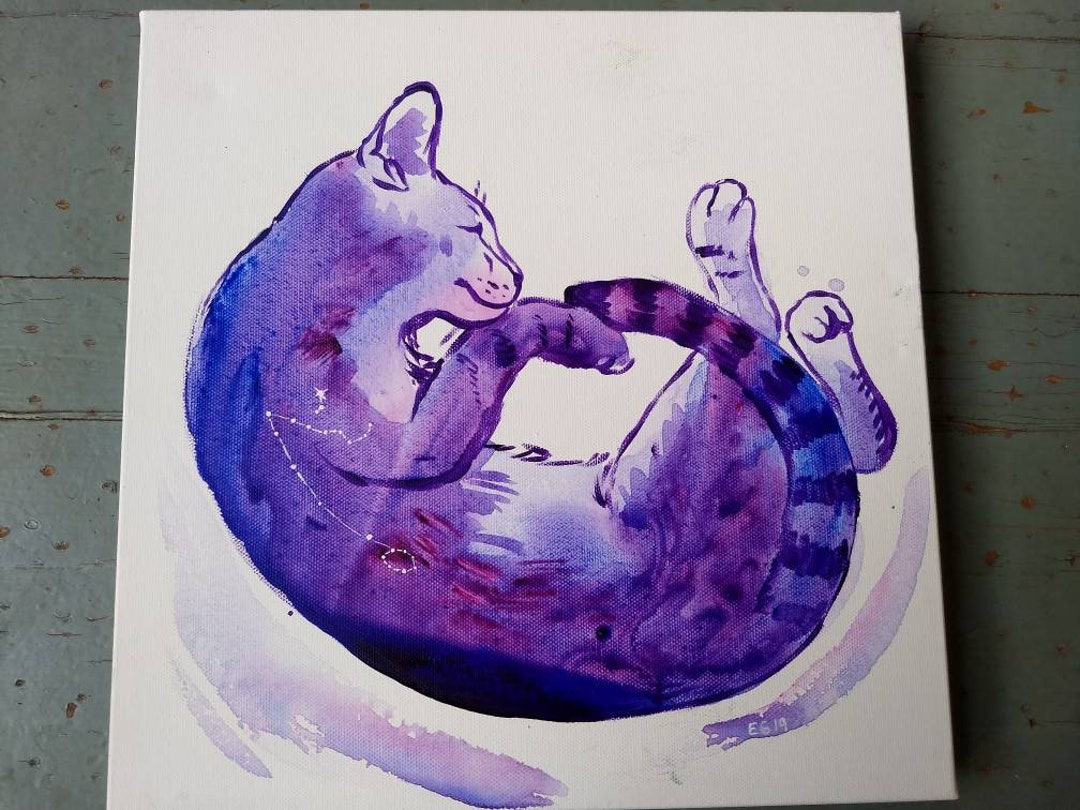 Hand Painted Original Sky Cat Constellation Art - Etsy