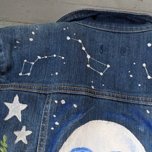 Hand Painted Original Full Moon Face With Ferns and Constellations ...