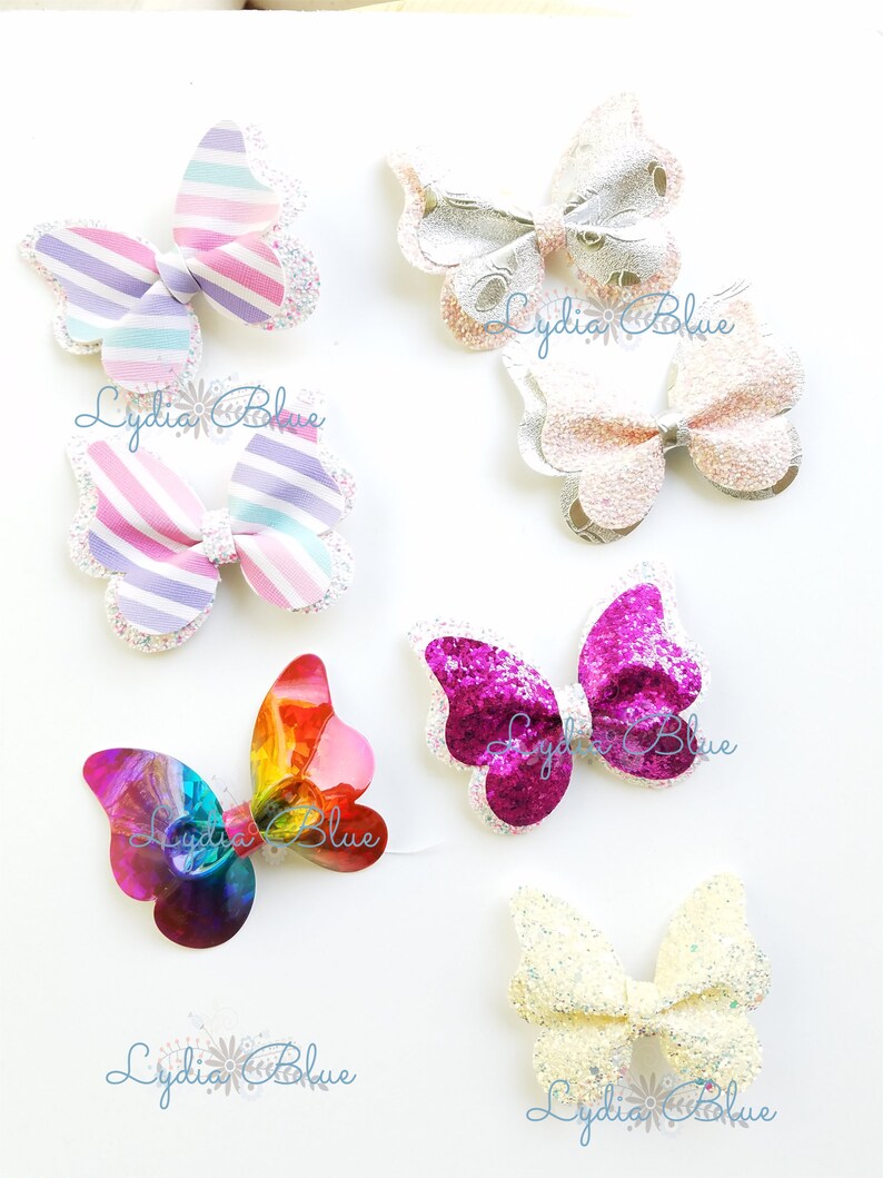 Butterflies Butterfly Hair Bows Glitter Canvas Cotton Canvas Faux ...