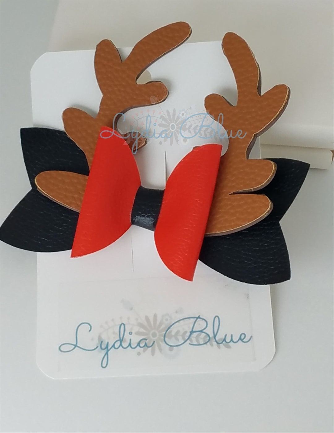 Reindeer Hair Bow Reindeer Antlers Christmas Hair Bow Rudolph Red Black ...