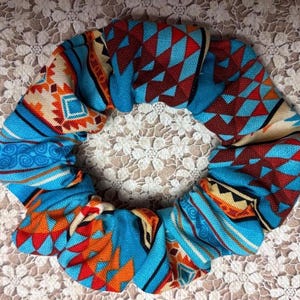 Tribal Scrunchies- Native American Fabric Hair Scrunchie Ponytail ...