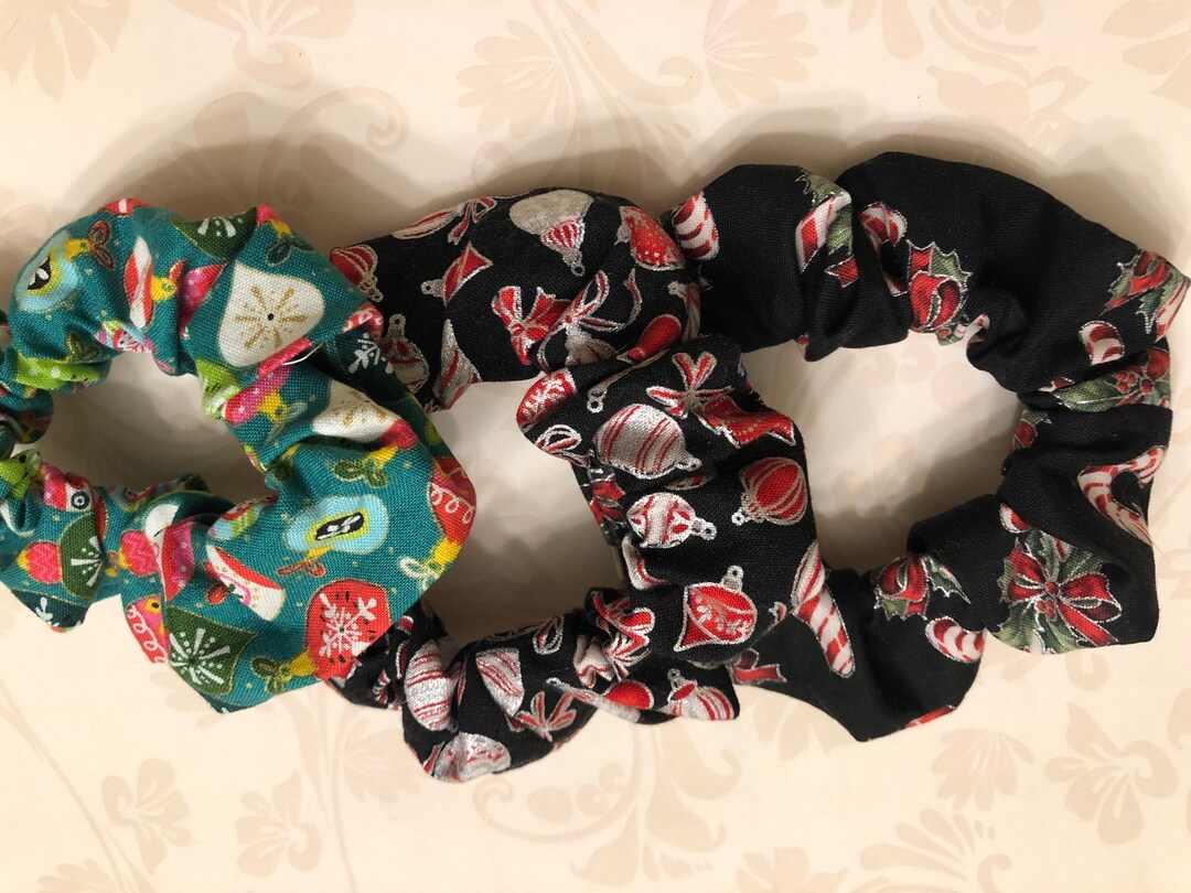 Metallic Christmas Scrunchies, Christmas Ornament Scrunchies, Candy ...