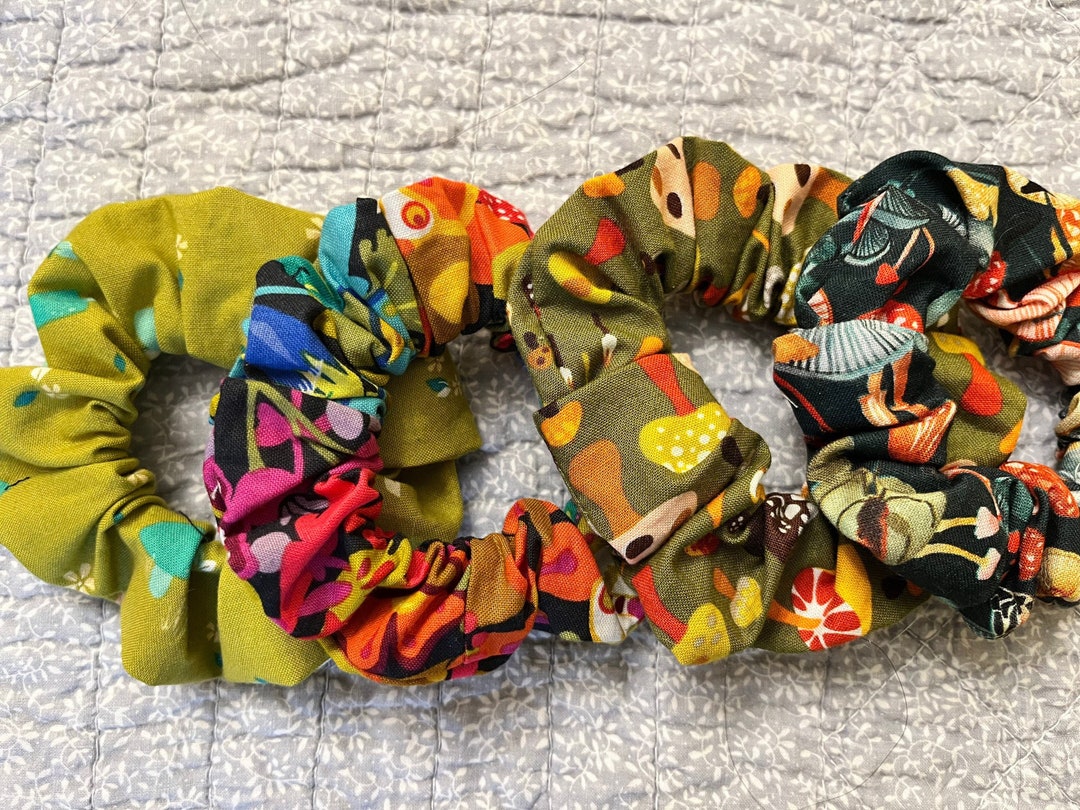 Retro Scrunchies 70's Hair Olive Green Mushroom - Etsy