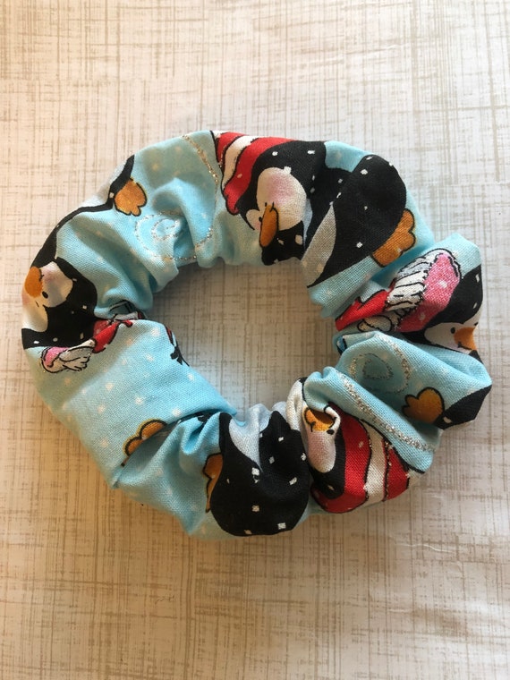 Penguin Scrunchie Cartoon Penguin Scrunchies Snow Glitter - Etsy