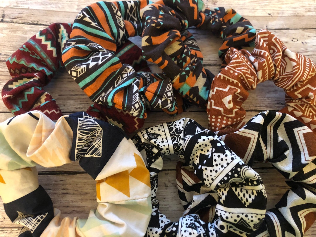 Tribal Scrunchies- Native American Fabric Hair Scrunchie Ponytail ...