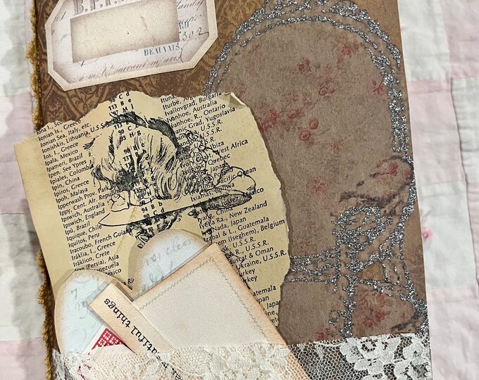 Vintage Junk Journal, Red Shabby Floral Junk Journal, Blank Diary ...