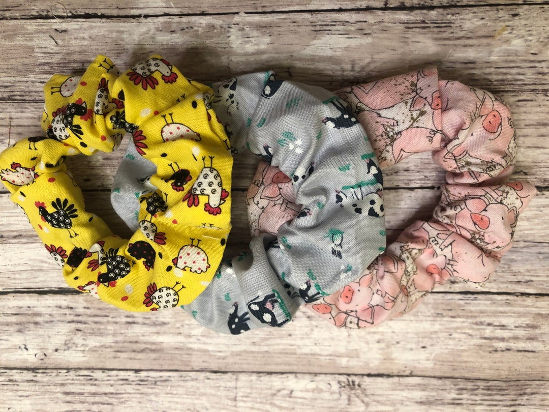 Farm Animal Scrunchie- Cartoon Pigs Scrunchies Chicken Hair Scrunchie ...