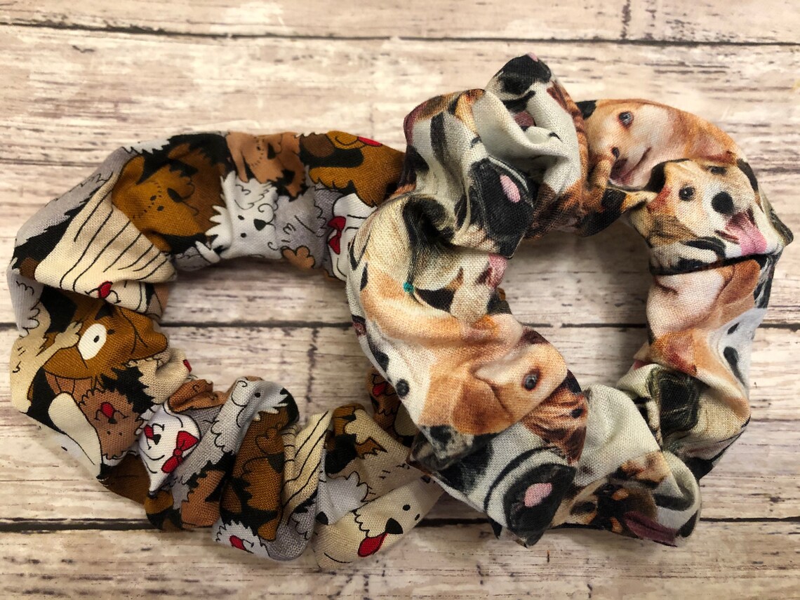 Set Brown Dog Hair Scrunchies Set of 2 Dog Paw Scrunchie | Etsy