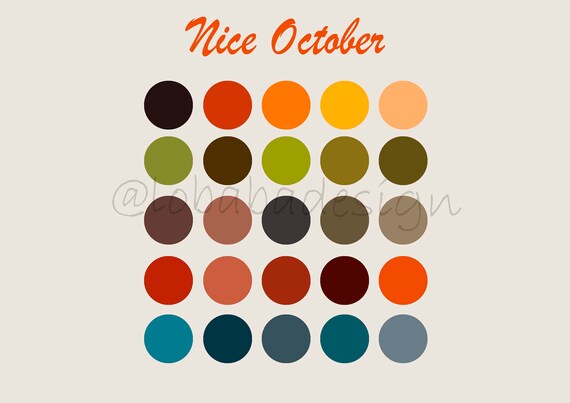 October Fall Color Palette Color Swatches | Etsy