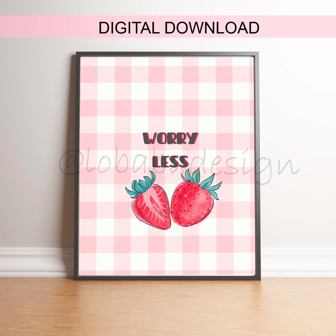 Printable Instant Download, Strawberry Print, Plaid and Strawberries ...
