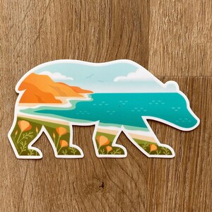 California Bear Vinyl Sticker, California Poppy Sticker, Laptop Sticker ...