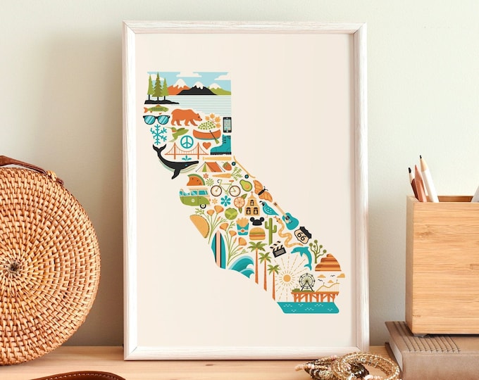 California State Print California Decor California Wall - Etsy