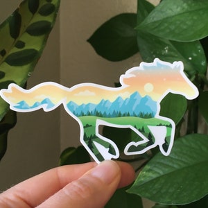 Vinyl Horse Sticker, Waterproof Horse Decal, Mountain Nature Sticker ...
