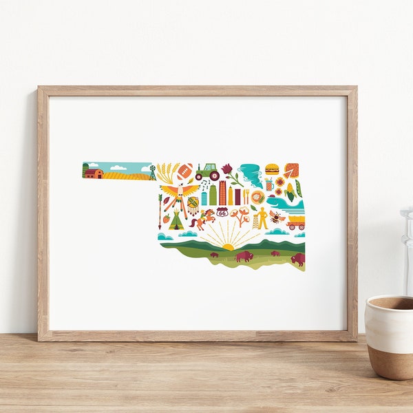 Oklahoma State Map - Etsy