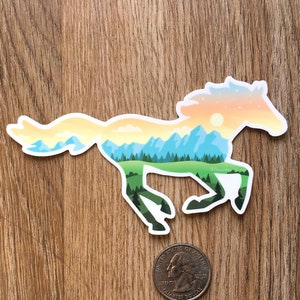 Vinyl Horse Sticker, Waterproof Horse Decal, Mountain Nature Sticker ...