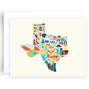 Texas Greeting Card Texas Art Texas Map Art Home State | Etsy