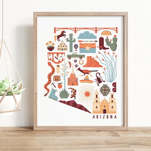 Arizona Print State Print Arizona Wall Print Kitchen Art | Etsy