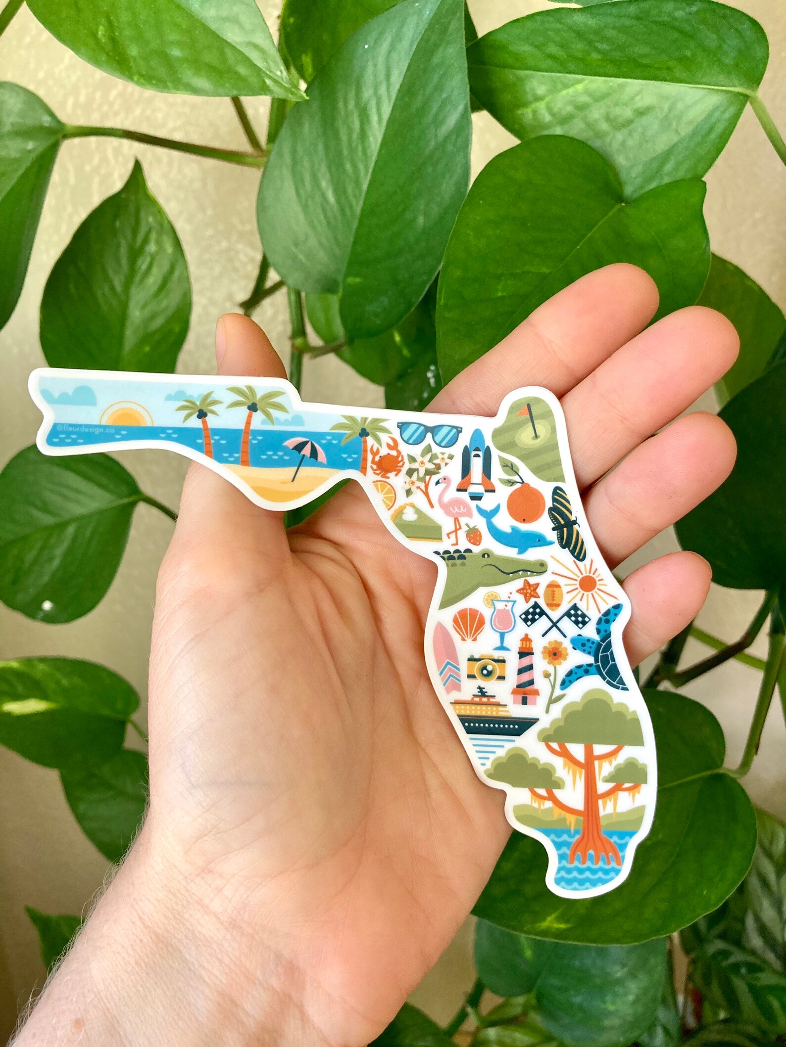 Florida Sticker, Florida Gift, State Map Decal, Waterproof Water Bottle ...