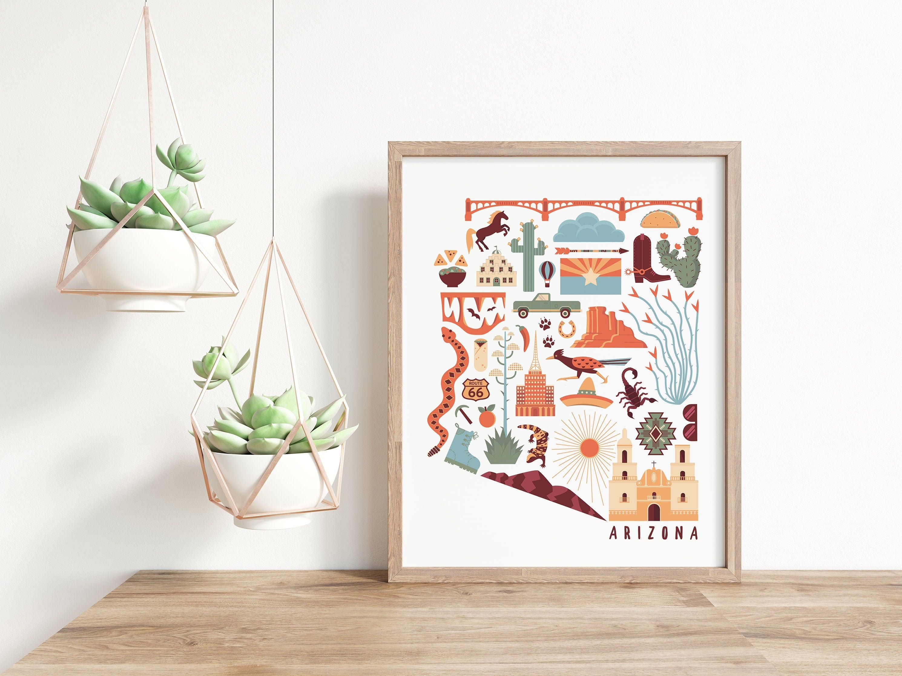 Arizona Print State Print Arizona Wall Print Kitchen Art - Etsy