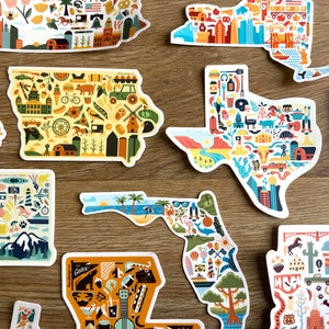 State Sticker Pack, State Map Sticker Set, US State Sticker Bundle ...
