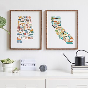State Art Print bundle, State Map Poster Set, Home State Wall Decor ...