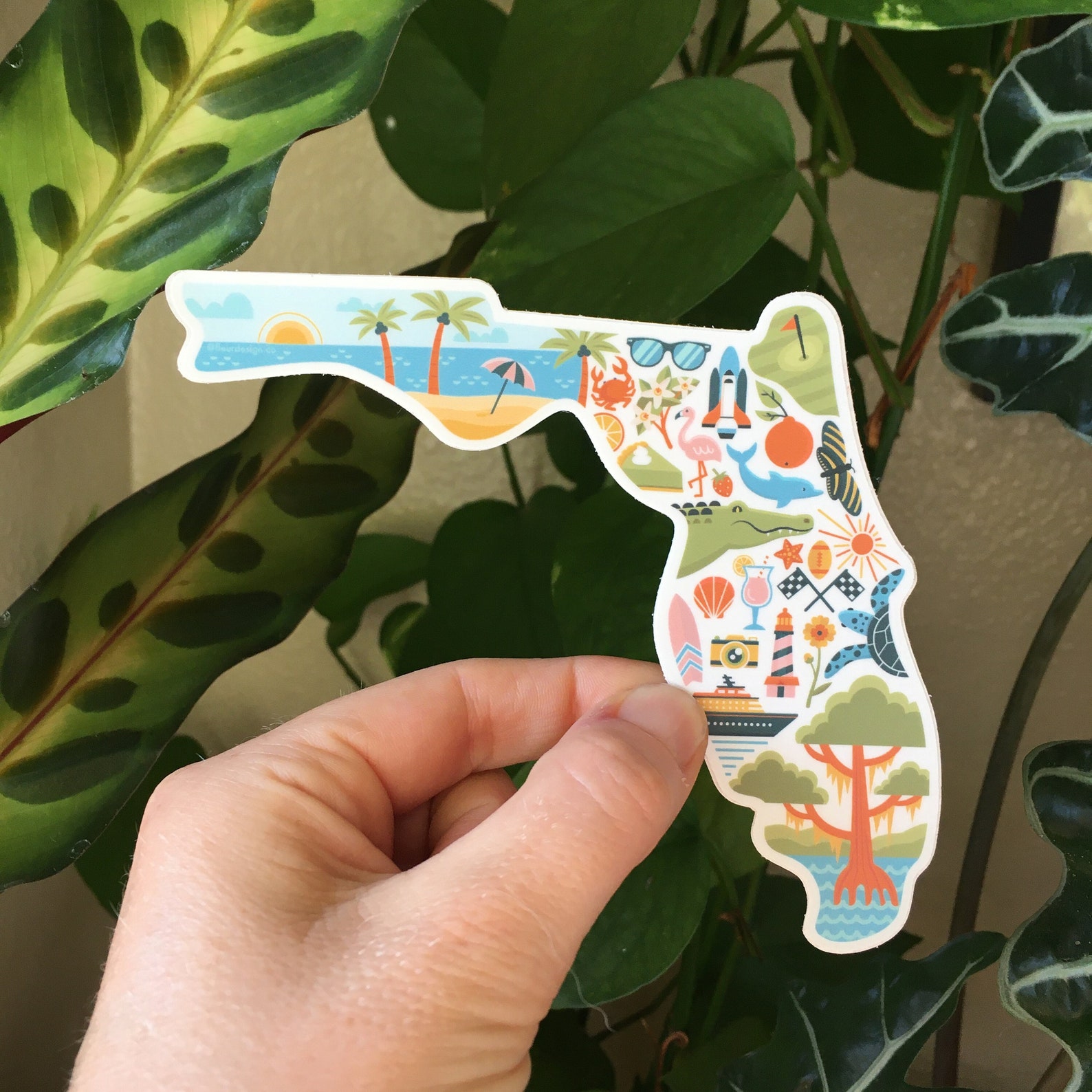 Florida Sticker, Florida Gift, State Map Decal, Waterproof Water Bottle ...