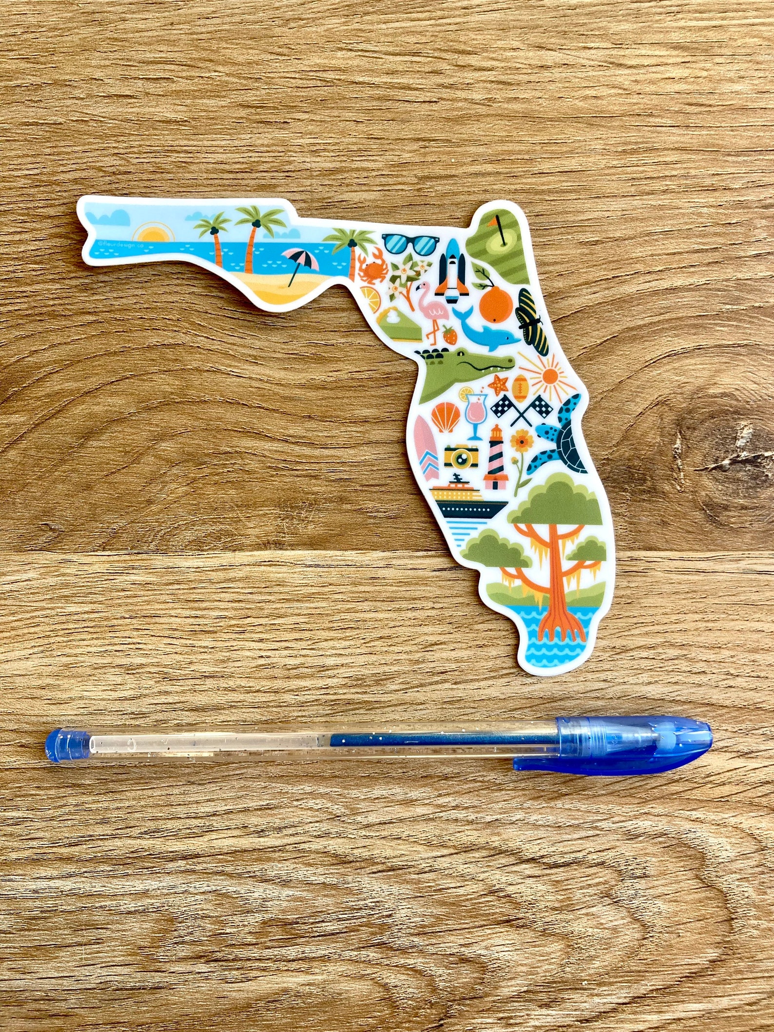 Florida Sticker, Florida Gift, State Map Decal, Waterproof Water Bottle ...