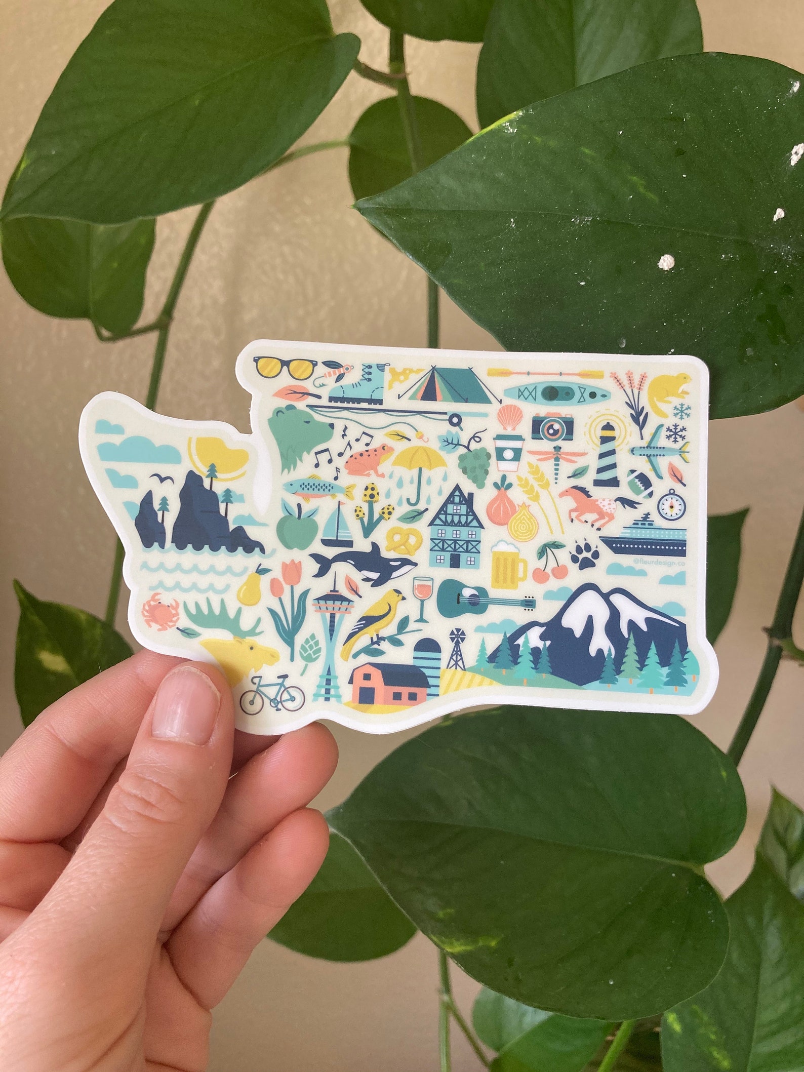 Washington State Sticker Weatherproof Vinyl Sticker Laptop - Etsy