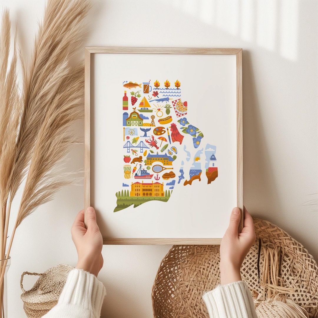 Rhode Island Wall Art, Rhode Island Map Print, Home State Poster ...