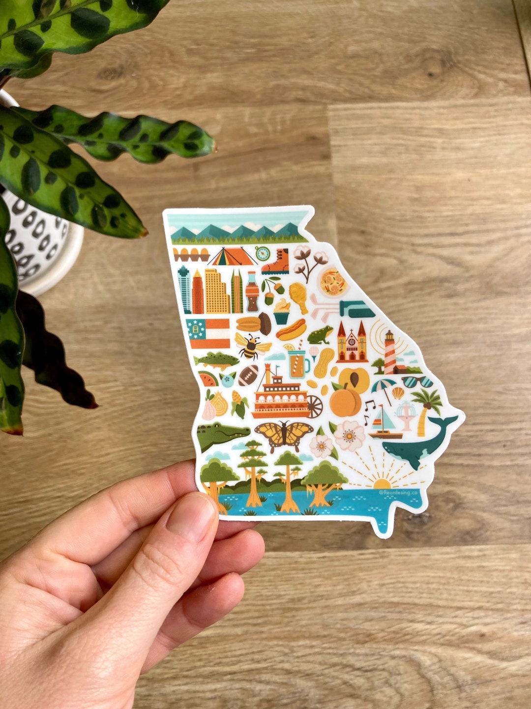 Georgia Sticker, Georgia Decal, Georgia Gift, Vinyl State Map Sticker ...