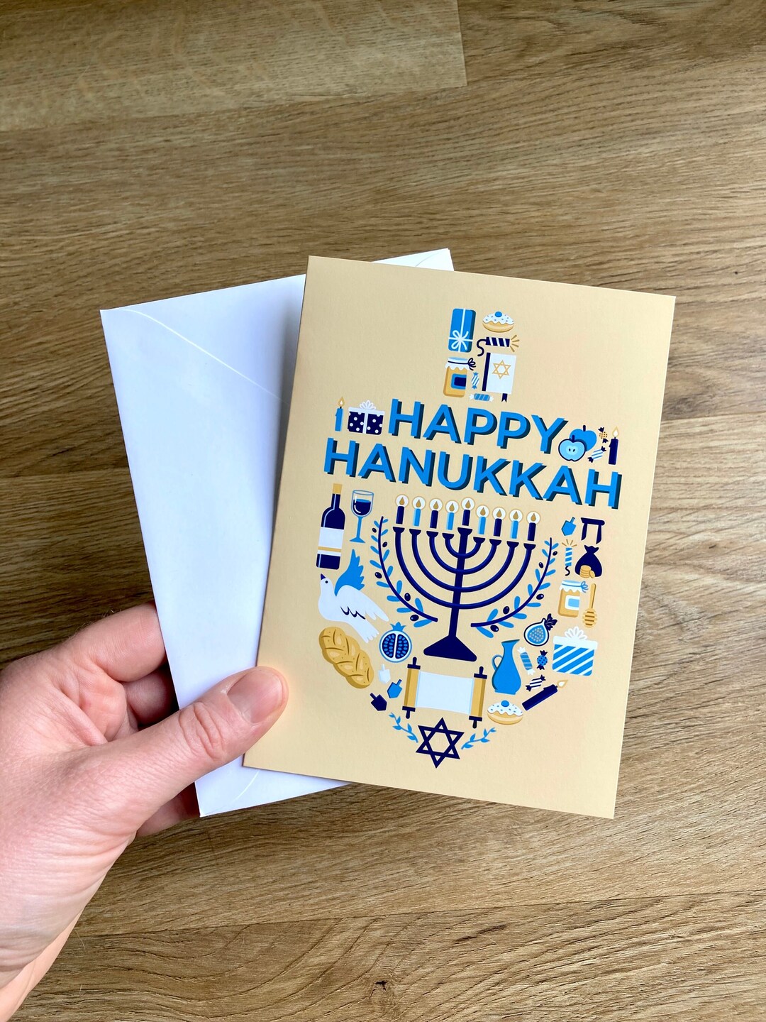 Hannukah Greeting Card Happy Hannukah Card Menorah Card - Etsy