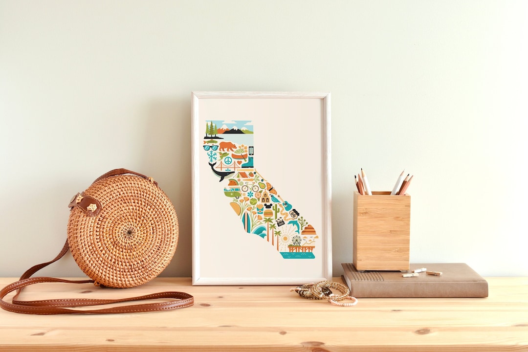 California State Print | California Decor | California Wall Print ...