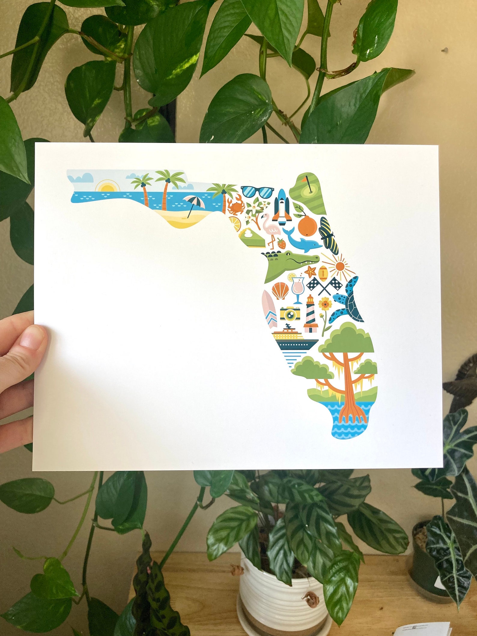 Florida State Print, Florida Poster, Florida Illustration, Florida Map ...