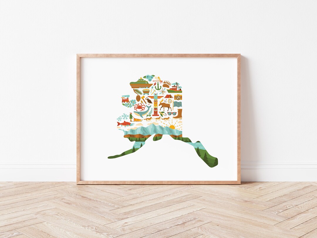 Alaska Print, Alaska Wall Art, Alaska Decor, Home State Art, Going Away ...