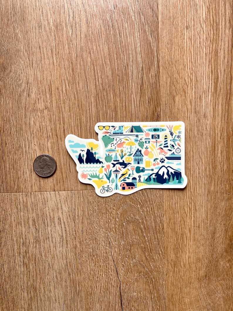 Washington State Sticker Weatherproof Vinyl Sticker Laptop - Etsy